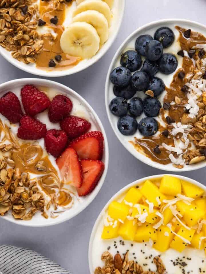 Easy Yogurt Granola Bowls (4 Ways!) | Begin With Balance