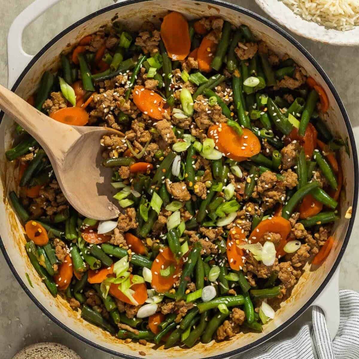 Ground Turkey Stir Fry With Green Beans | Begin With Balance